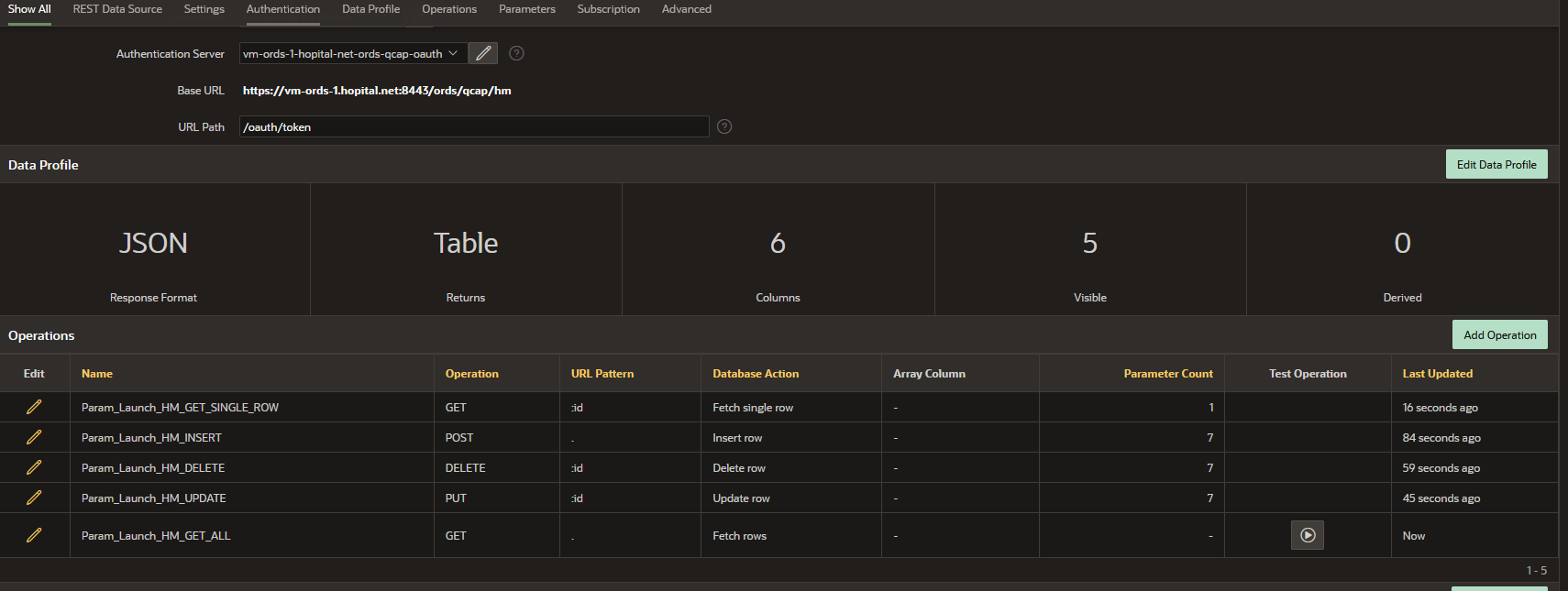 No Data Found When Testing Fetch Rows Operation In A Rest Data Source When A Fetch Single Row