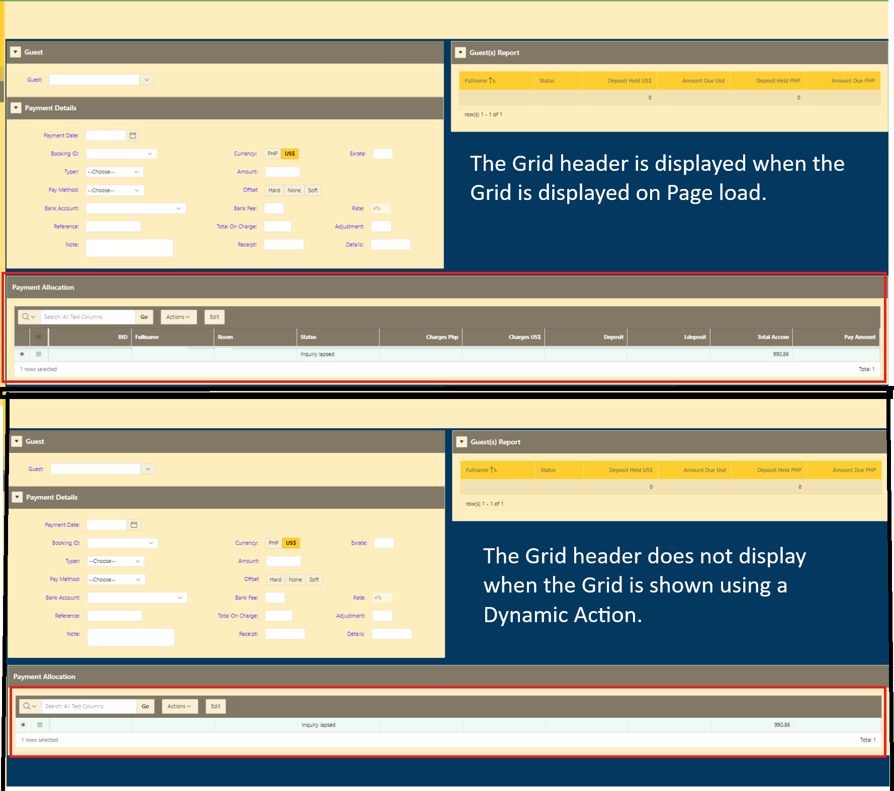 Grid Header Display Issue Oracle Forums 
