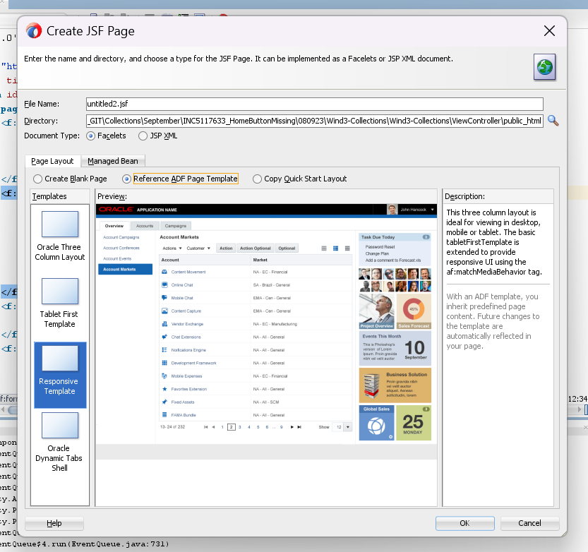 Oracle ADF Responsive template Facet 'status' is not rendering the content - Oracle Forums