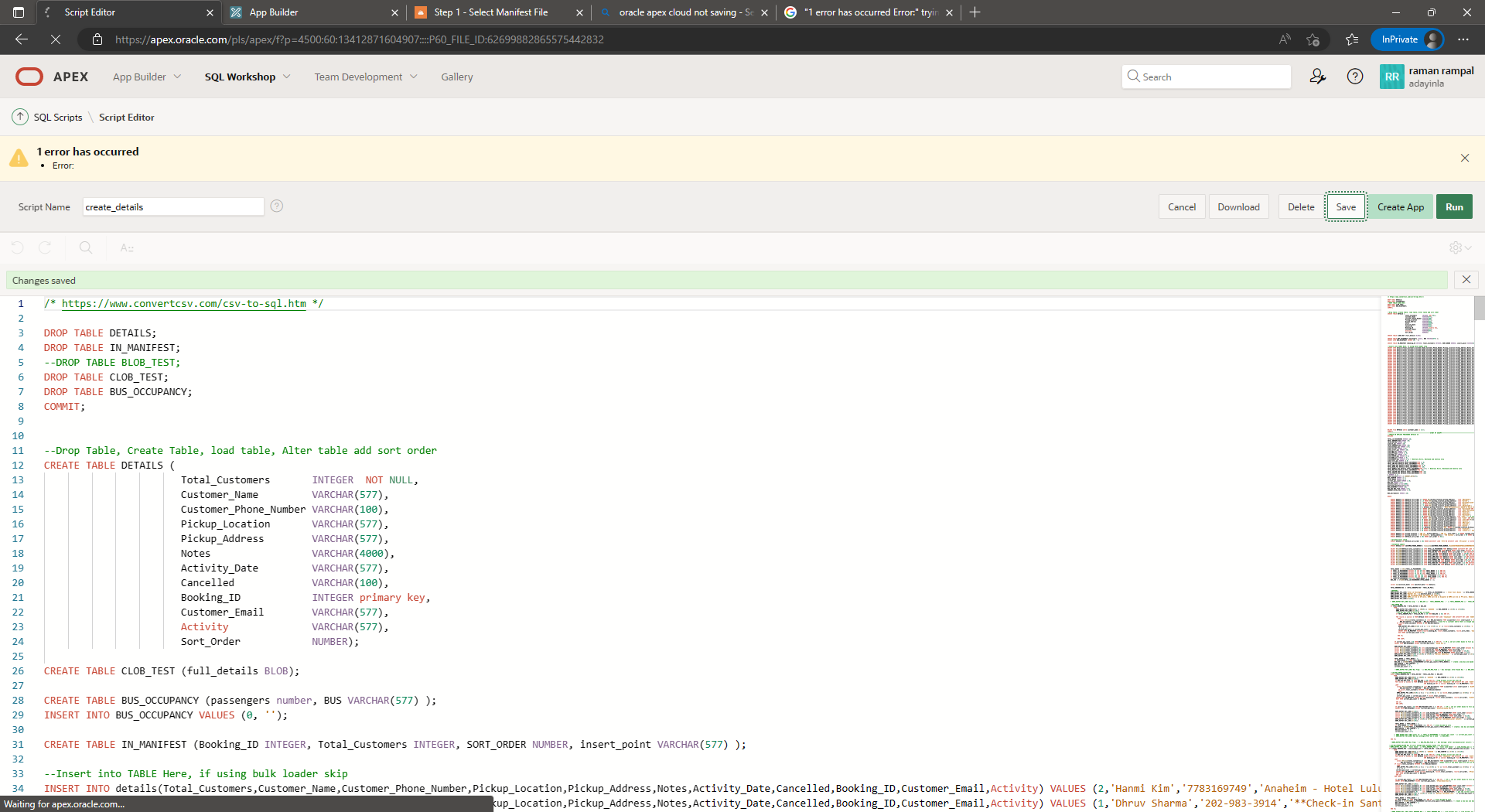 I cannot save scripts or compile procedures - Oracle Forums